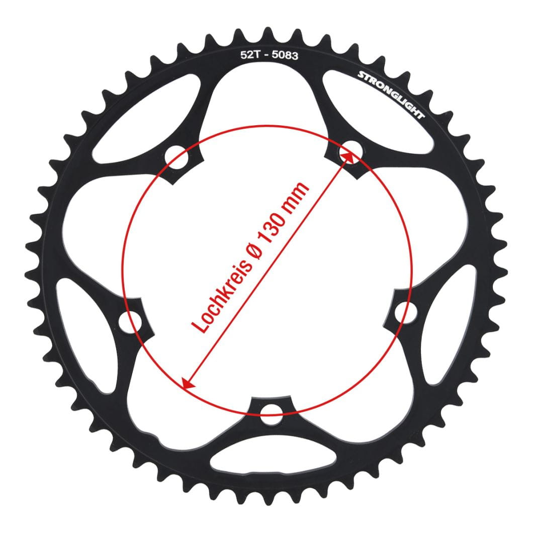 Stronglight Kettenblatt Type 130 S 5-Arm Black 9/10-speed 38/42/50/52 ...