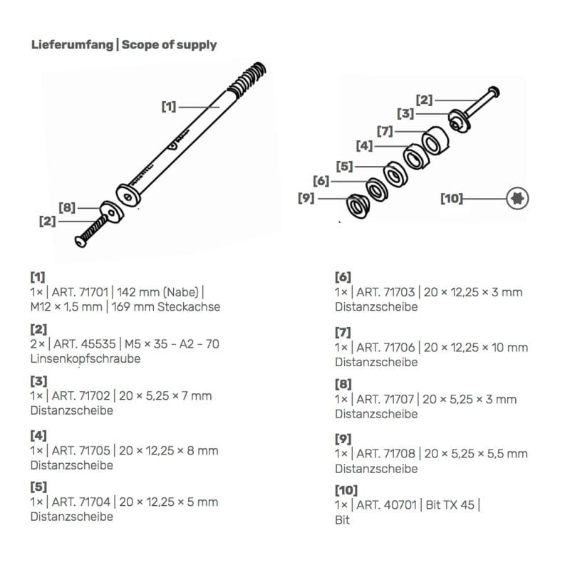 tubus / racktime Steckachsenadapter 12 x 142 mm (71700) buy online